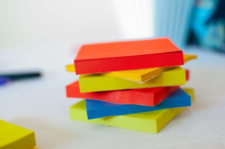 Stack of multi-coloured sticky notes – BCcampus